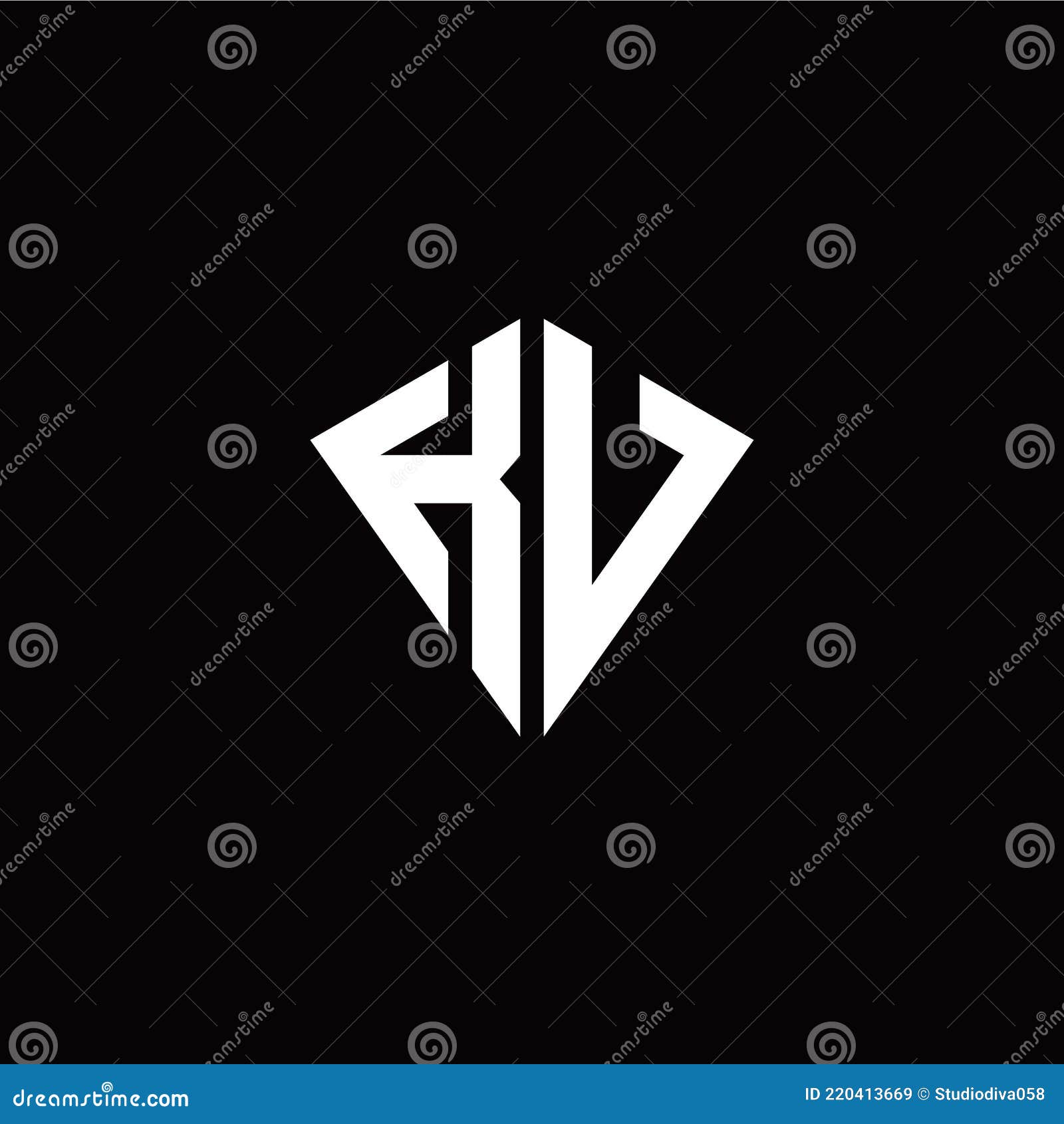 Initial K V Letter with Kite Modern Style Logo Template Vector Stock ...