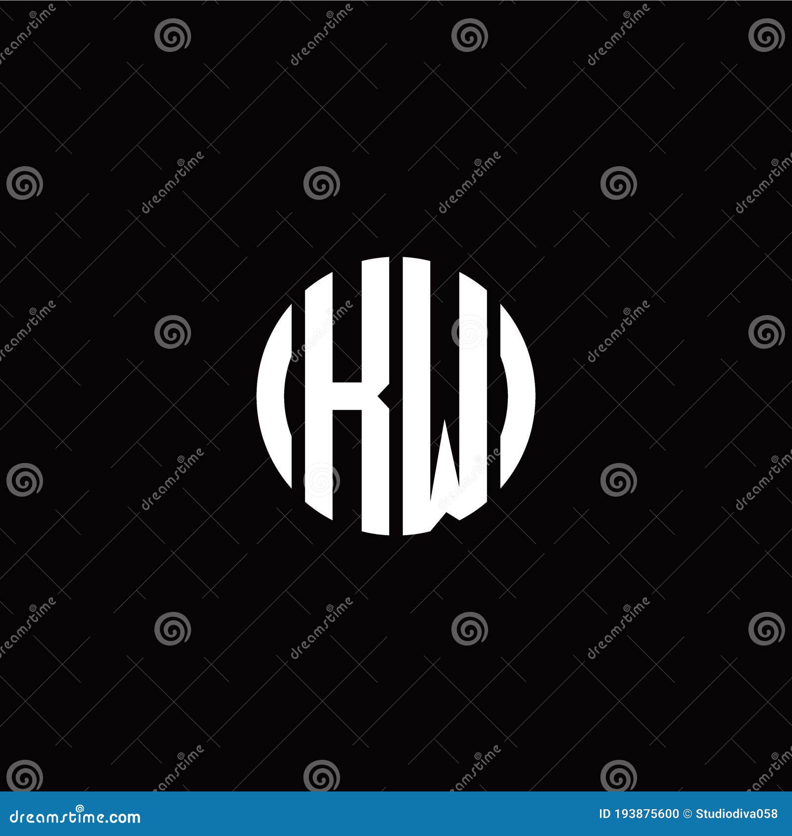 Initial K W Letter with Circle Style Logo Template Vector Stock Vector ...