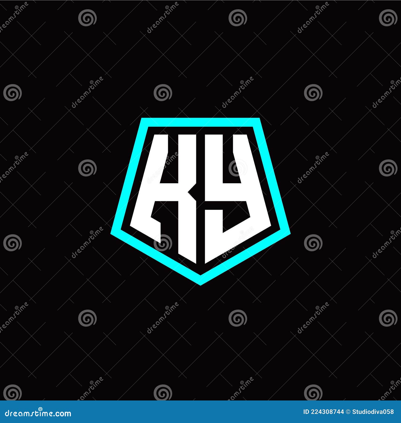 Initial K Y Letter with Polygon Modern Style Logo Template Vector Stock ...