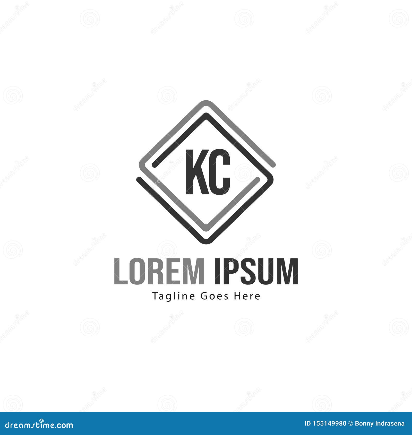 Initial KC Logo Template with Modern Frame. Minimalist KC Letter Logo ...