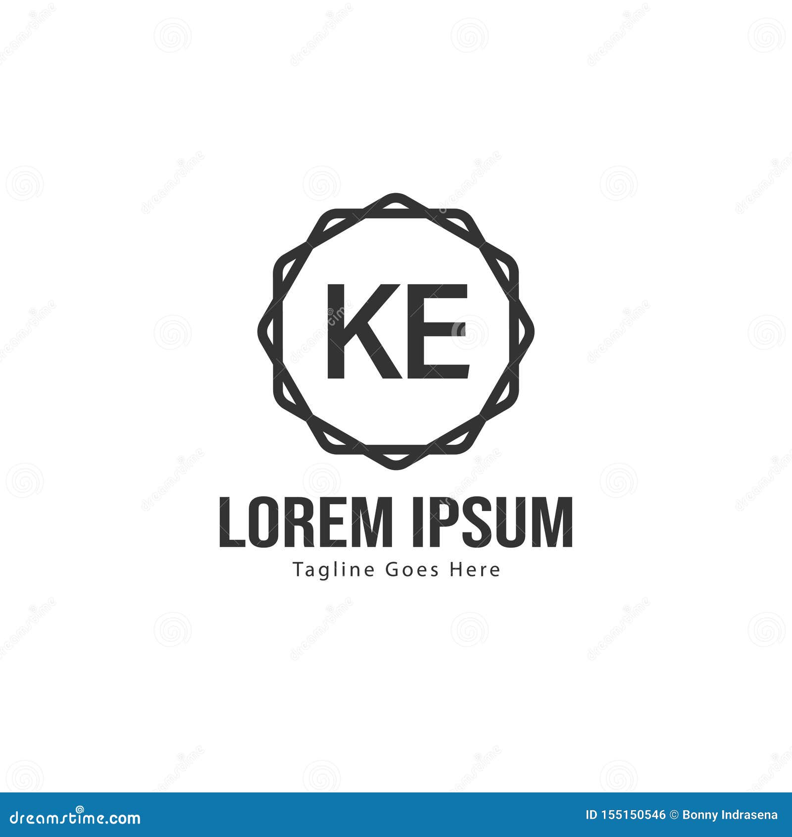 Initial KE Logo Template with Modern Frame. Minimalist KE Letter Logo ...