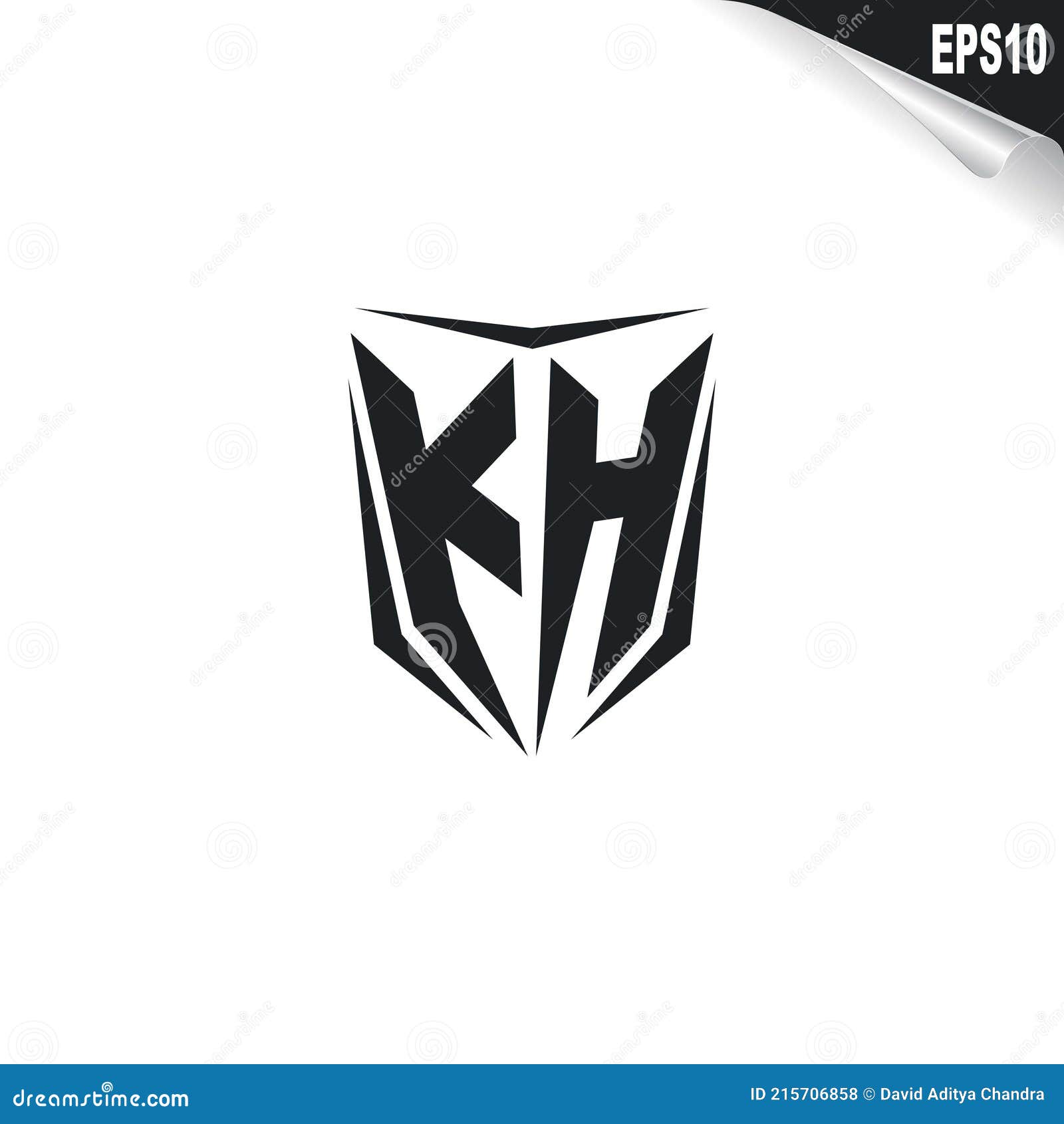 Initial KH Logo Design with Shield Style, Logo Business Branding Stock ...