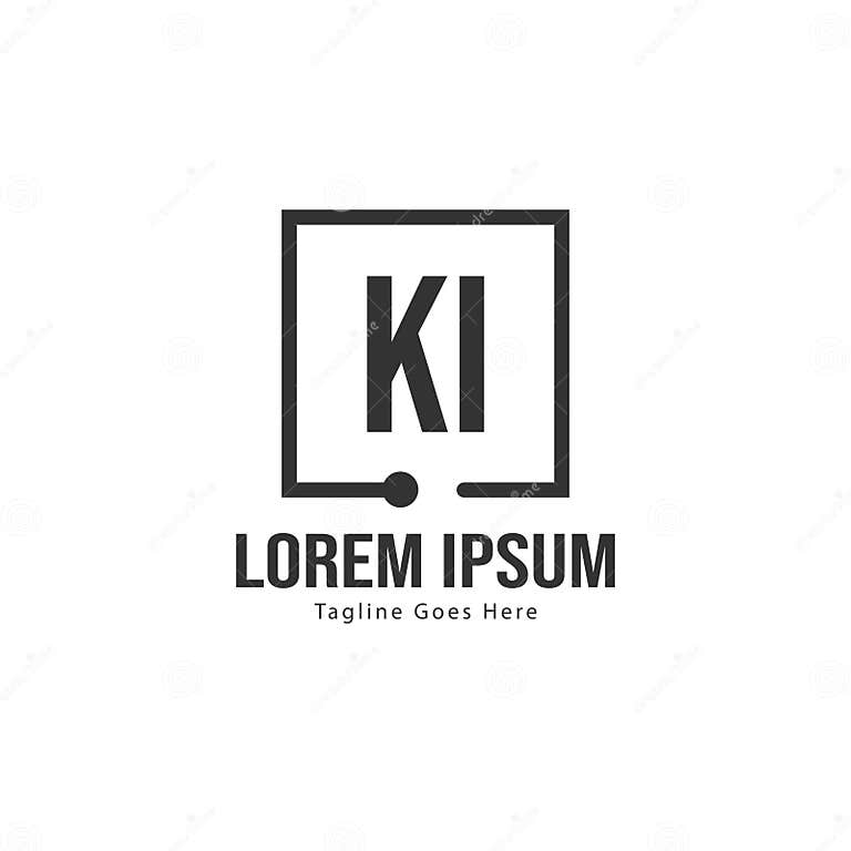 Initial KI Logo Template with Modern Frame. Minimalist KI Letter Logo ...