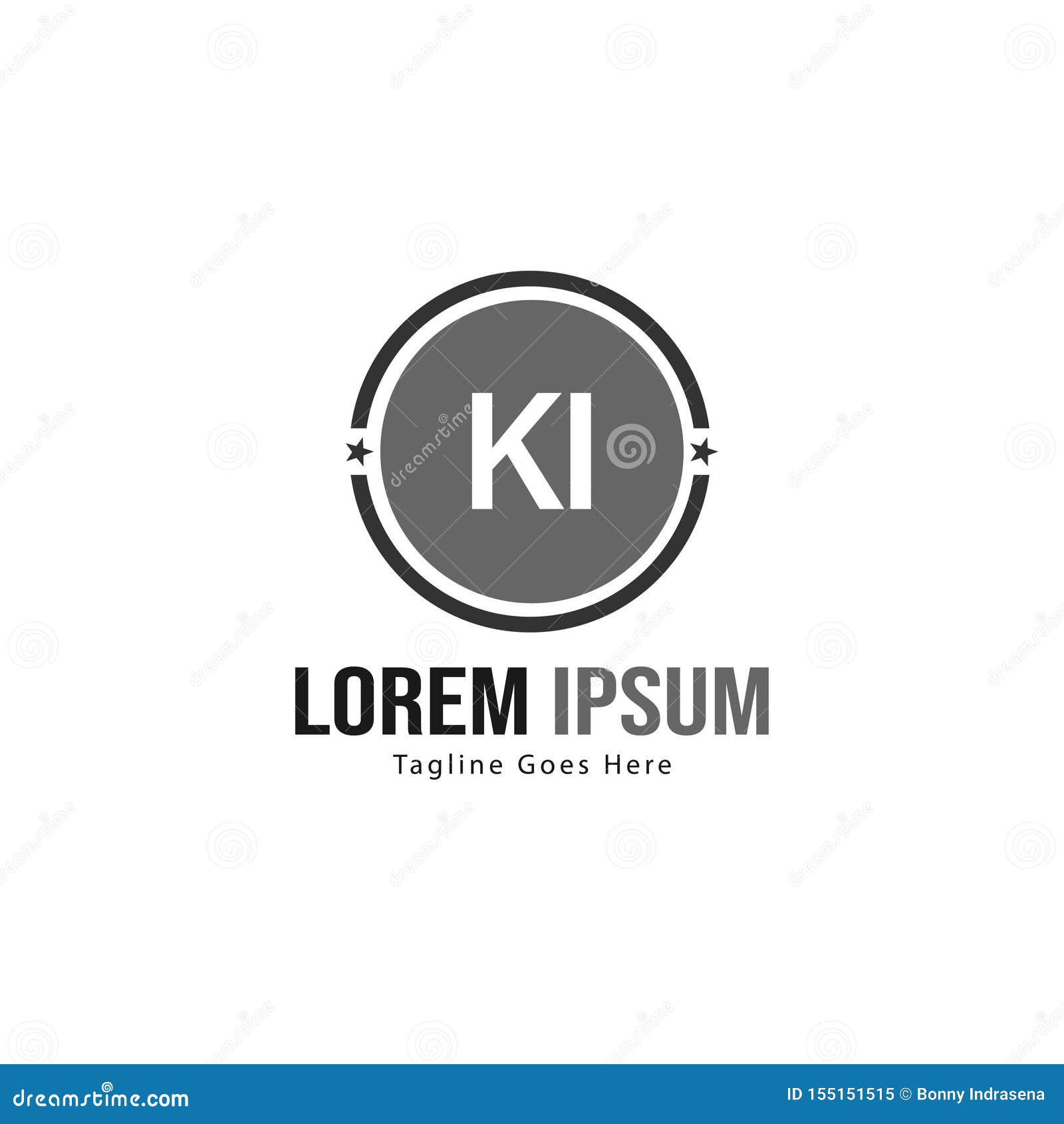 Initial KI Logo Template with Modern Frame. Minimalist KI Letter Logo ...