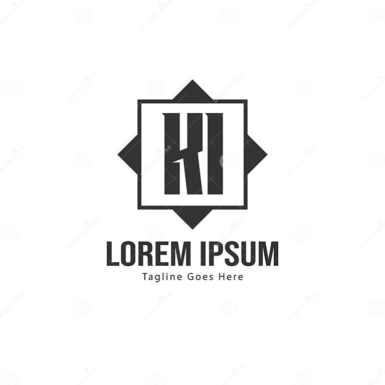 Initial KI Logo Template with Modern Frame. Minimalist KI Letter Logo ...
