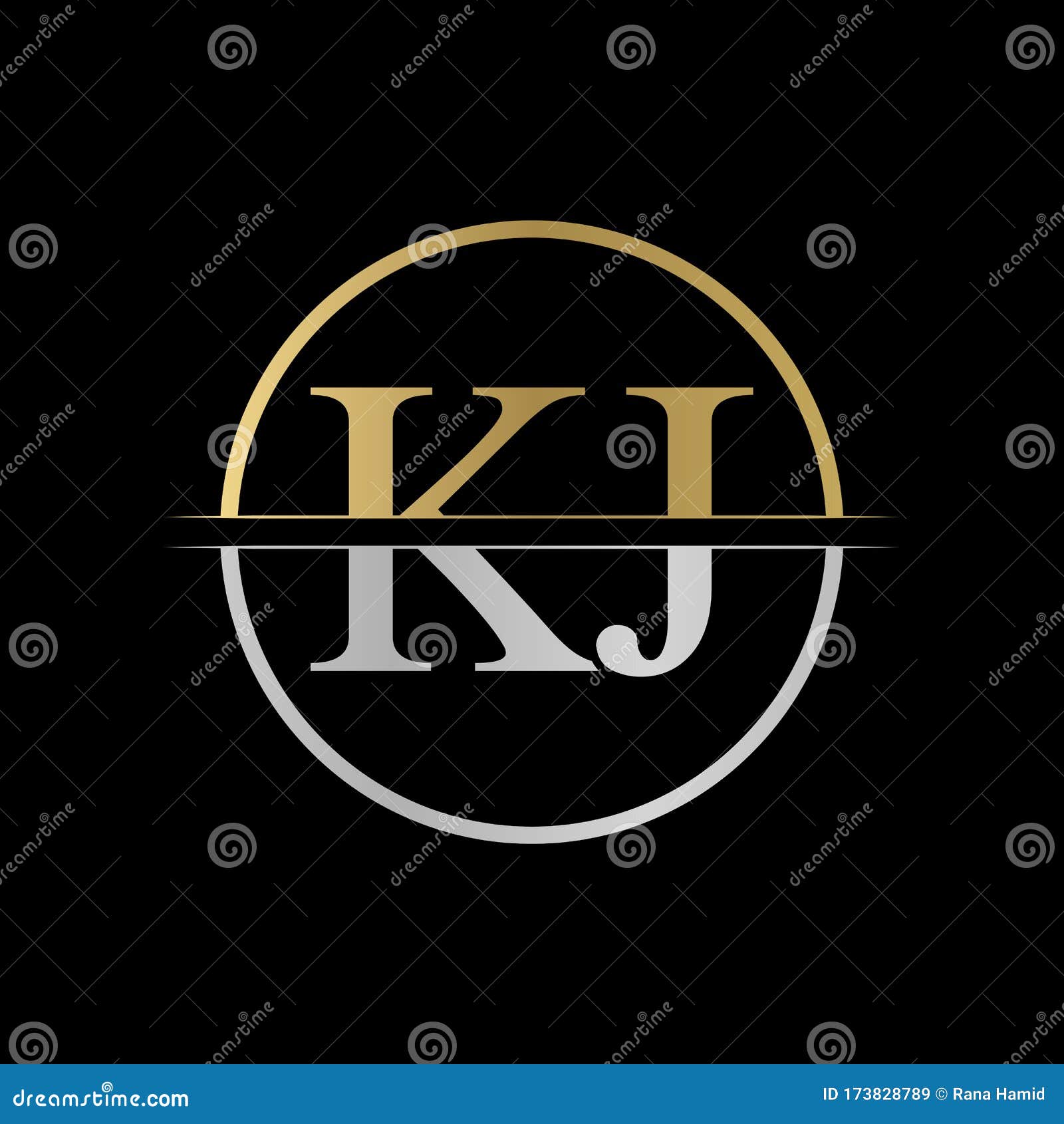 Initial KJ Letter Logo Design Vector Illustration. Abstract Letter KJ ...