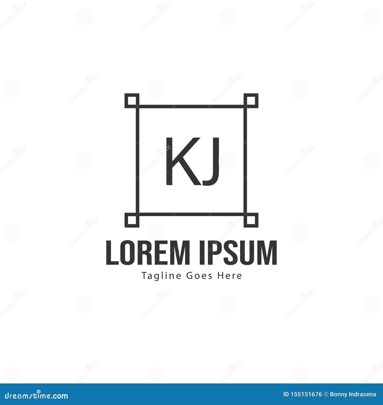 Initial KJ Logo Template with Modern Frame. Minimalist KJ Letter Logo ...