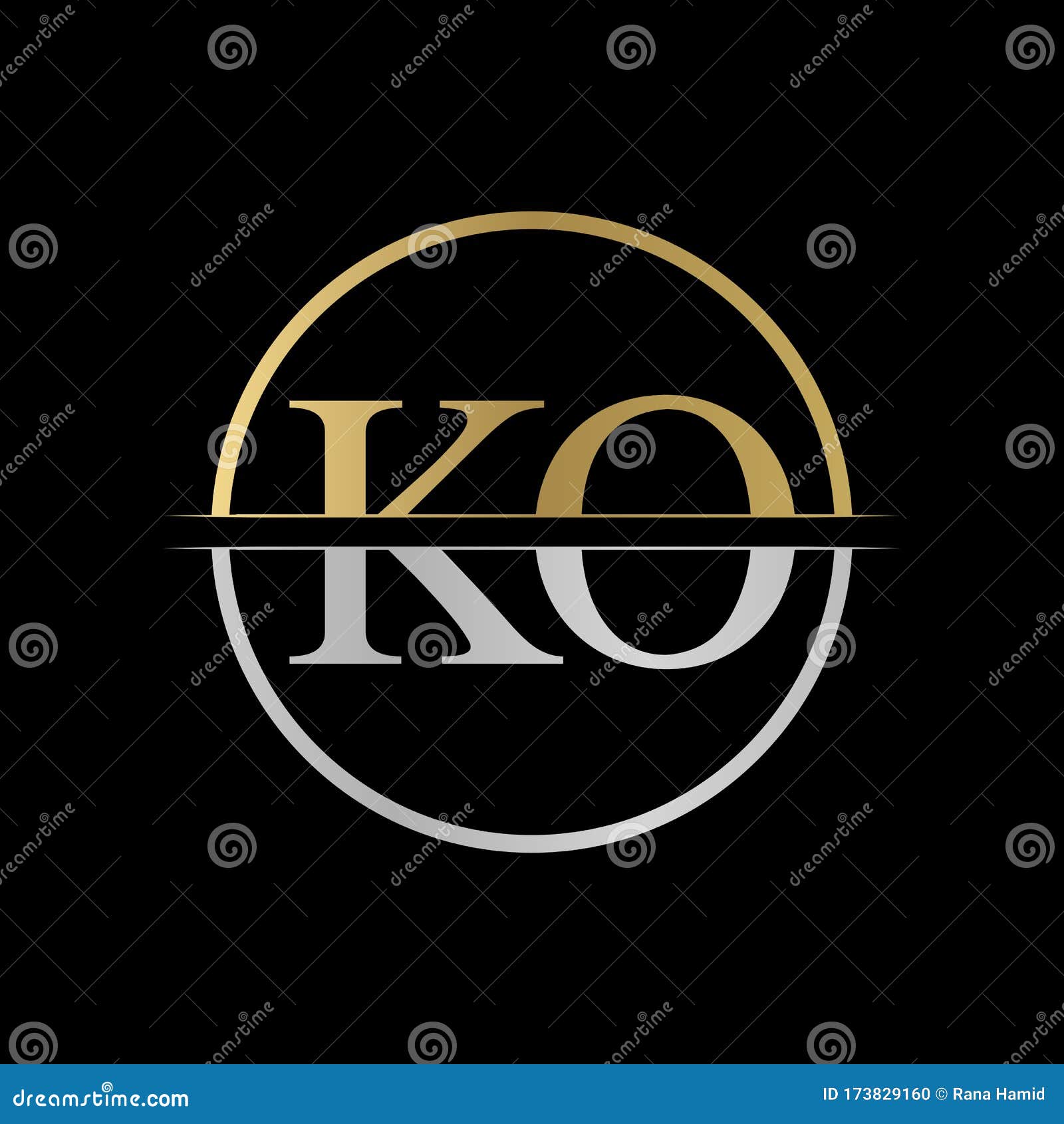 Initial KO Letter Logo Design Vector Illustration. Abstract Letter KO ...
