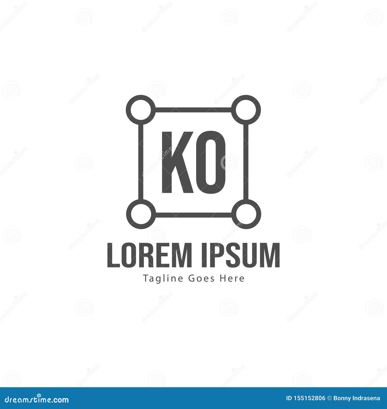 Initial KO Logo Template with Modern Frame. Minimalist KO Letter Logo ...