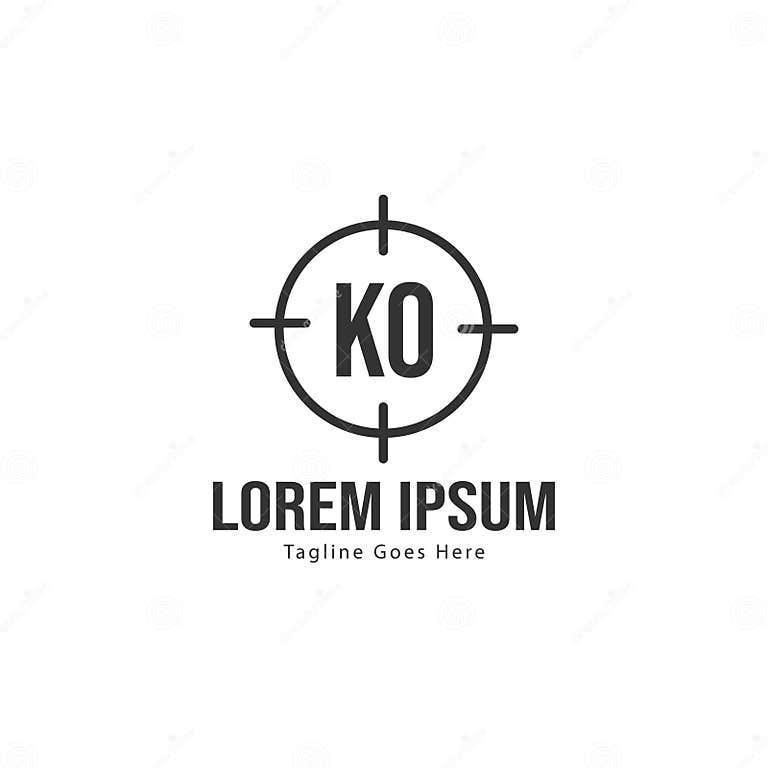 Initial KO Logo Template with Modern Frame. Minimalist KO Letter Logo ...