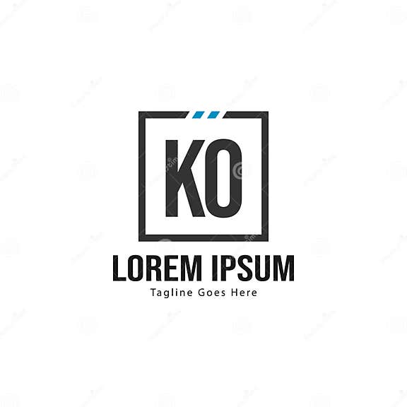 Initial KO Logo Template with Modern Frame. Minimalist KO Letter Logo ...