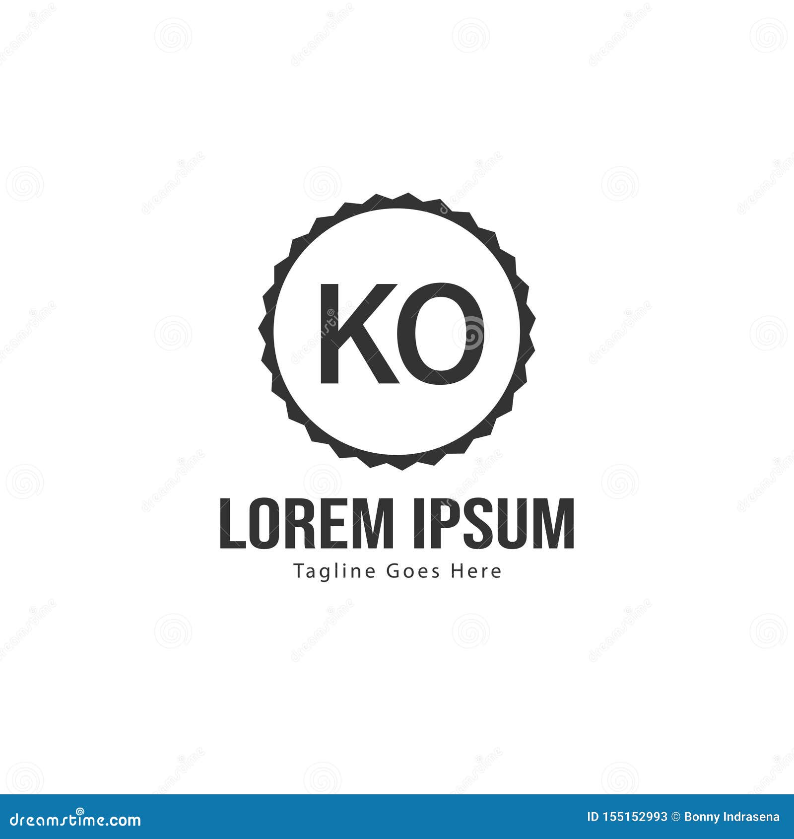 Initial KO Logo Template with Modern Frame. Minimalist KO Letter Logo ...
