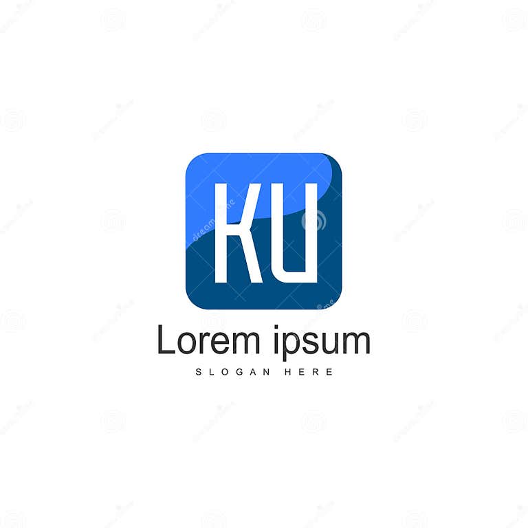 Initial KU Logo Template with Modern Frame. Minimalist KU Letter Logo ...