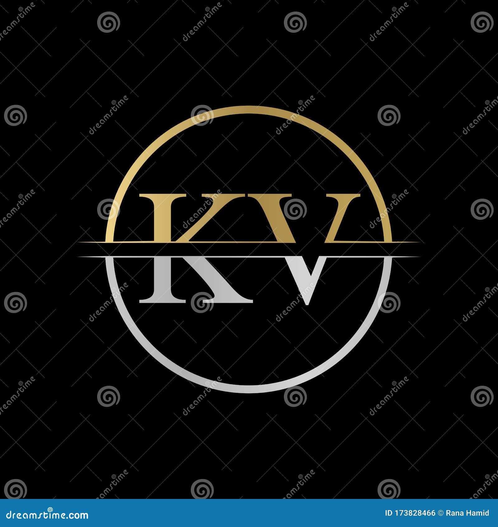Initial KV Letter Logo Design Vector Illustration. Abstract Letter KV ...