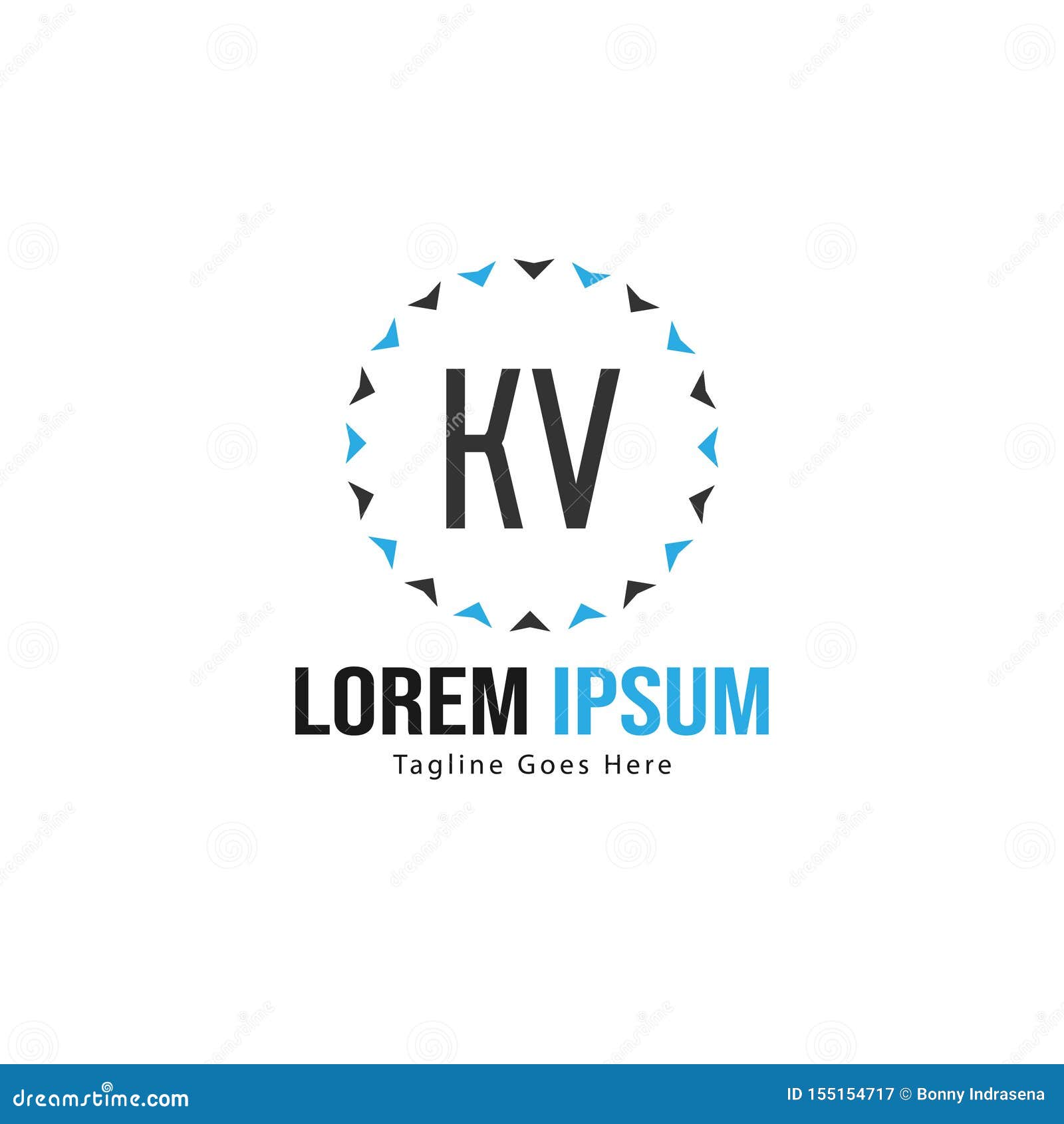 Initial KV Logo Template with Modern Frame. Minimalist KV Letter Logo ...