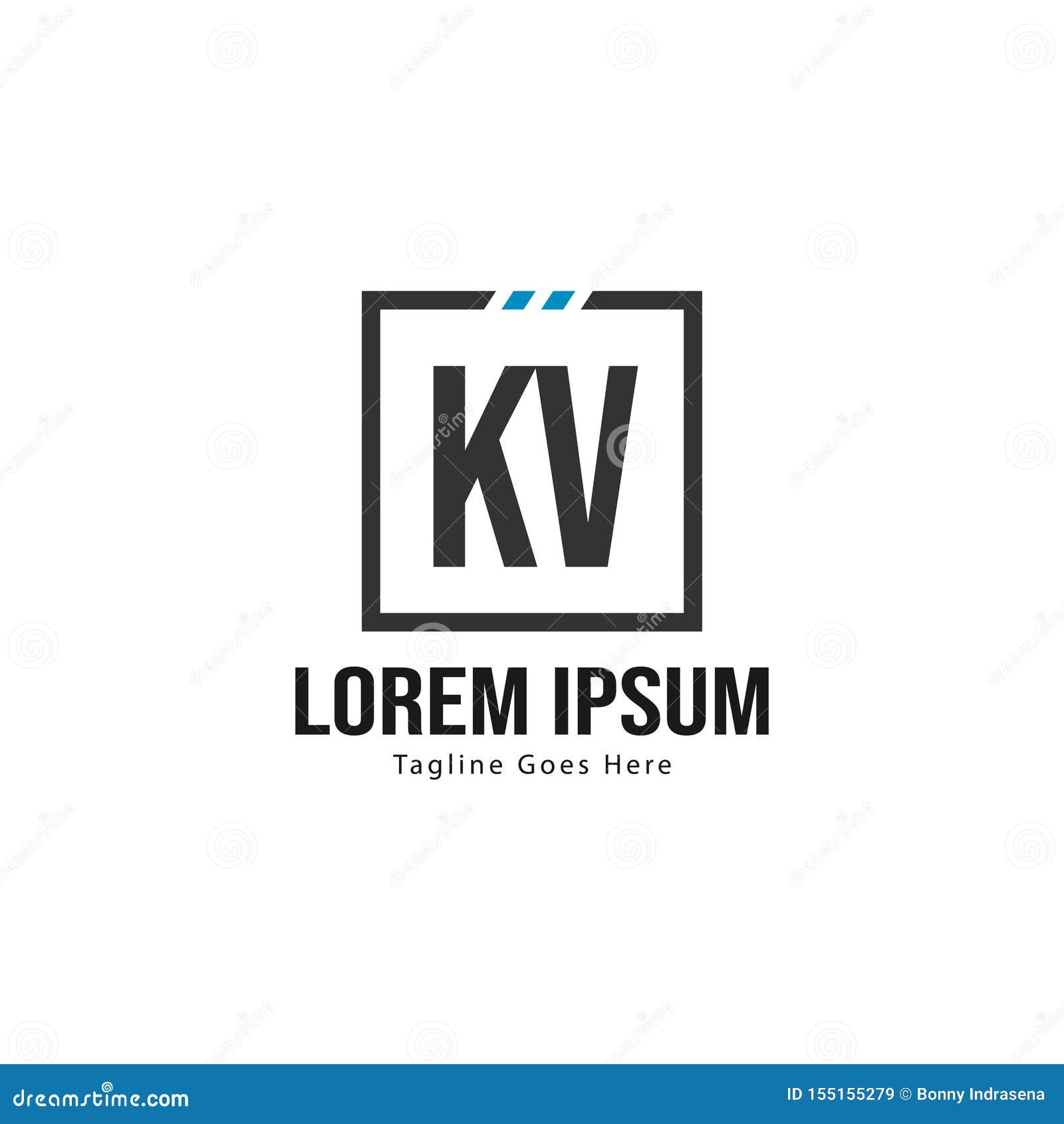 Initial KV Logo Template with Modern Frame. Minimalist KV Letter Logo ...