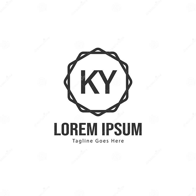 Initial KY Logo Template with Modern Frame. Minimalist KY Letter Logo ...