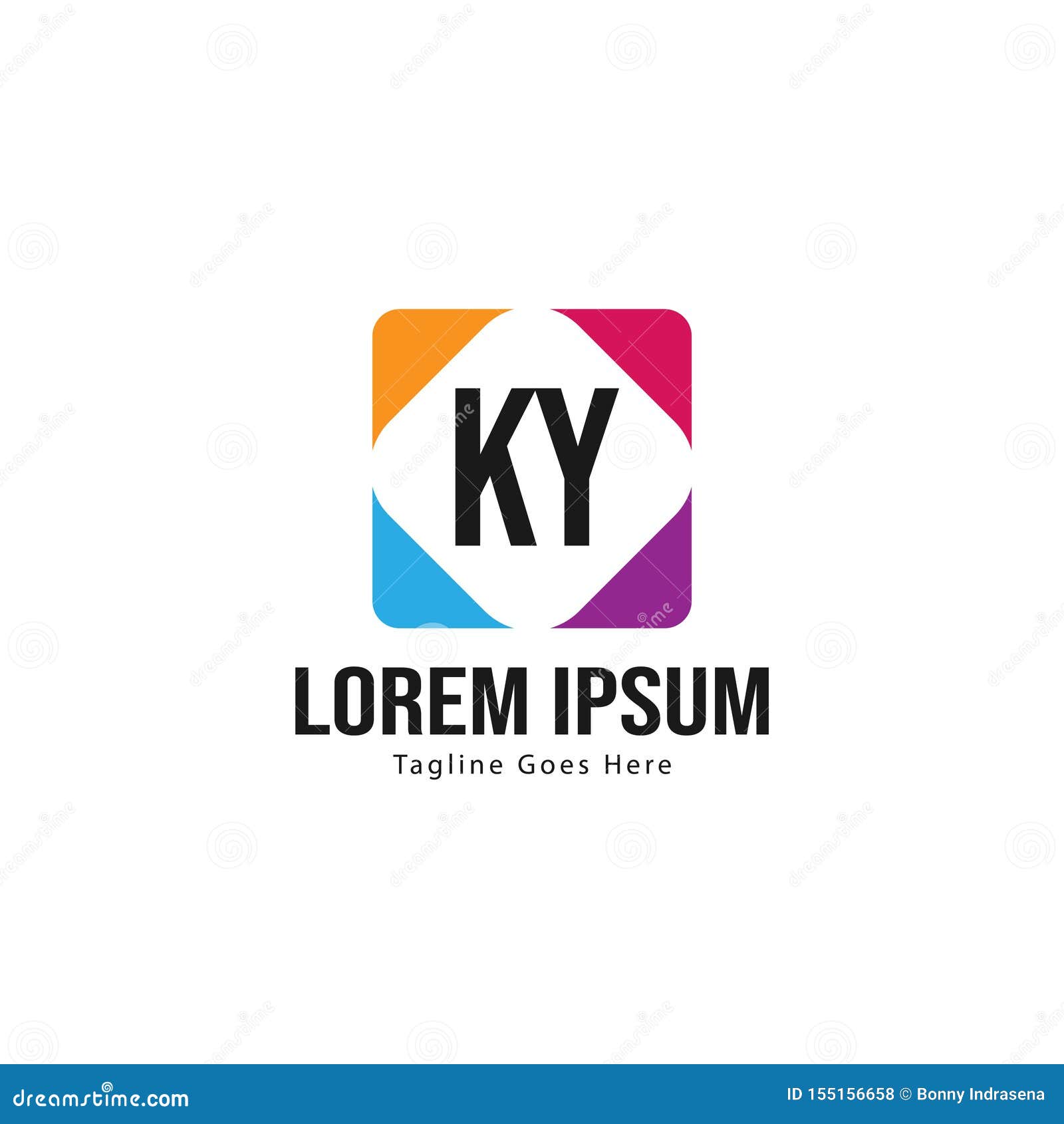 Initial KY Logo Template with Modern Frame. Minimalist KY Letter Logo ...
