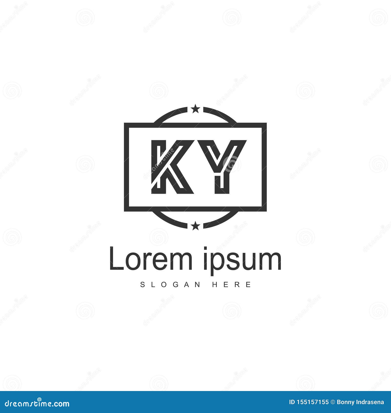 Initial KY Logo Template with Modern Frame. Minimalist KY Letter Logo ...