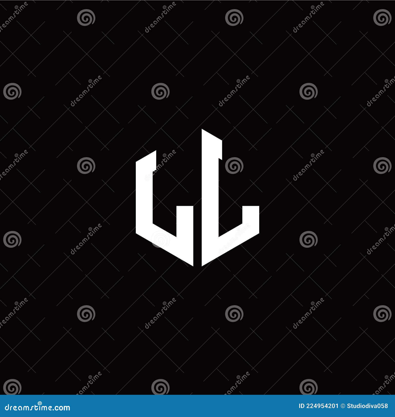 Initial L L Letter with Polygon Modern Style Logo Template Vector Stock ...
