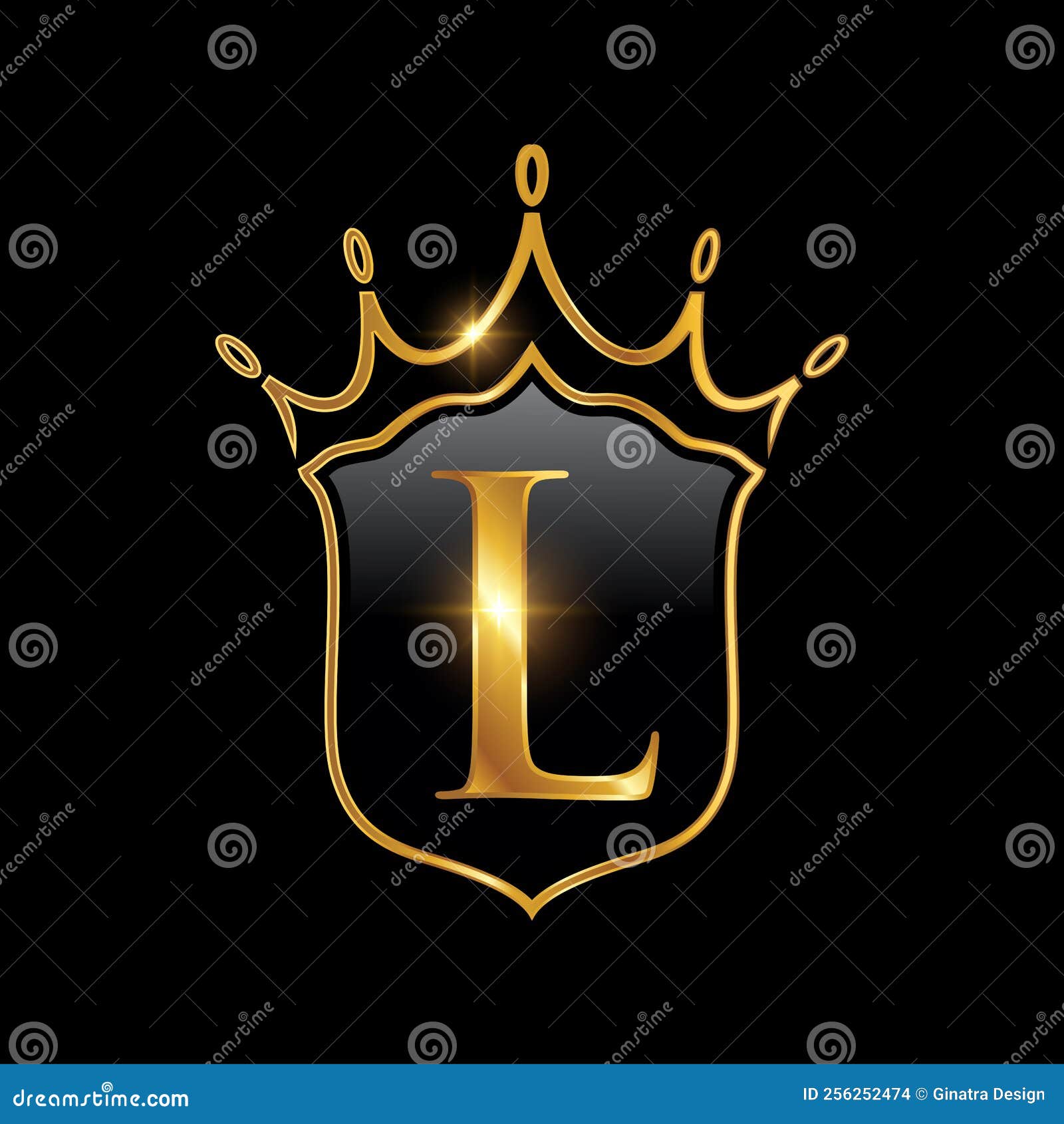 Initial L Monogram Alphabet with a Crown and Shield Stock Vector ...