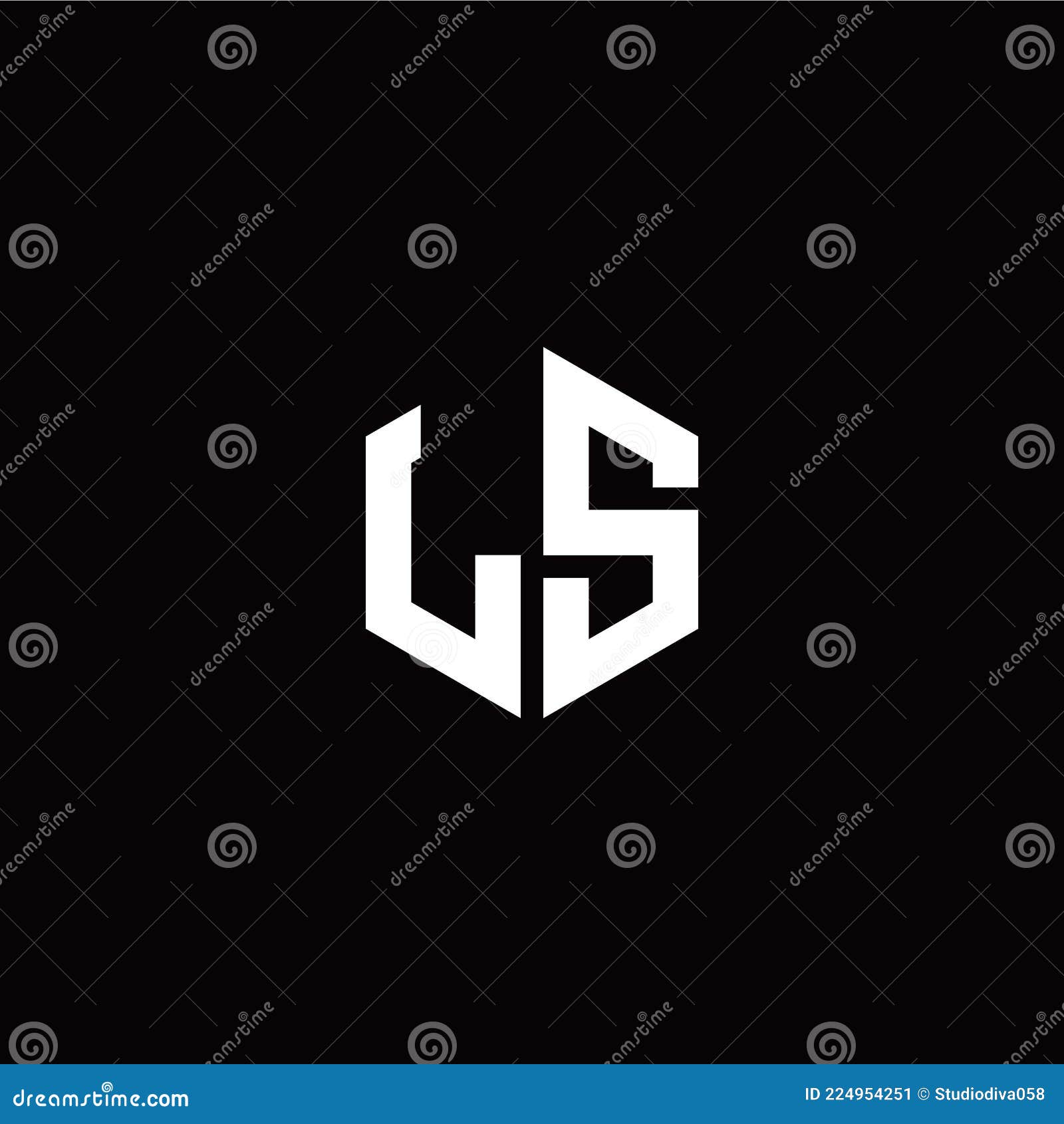 Initial L S Letter with Polygon Modern Style Logo Template Vector Stock ...