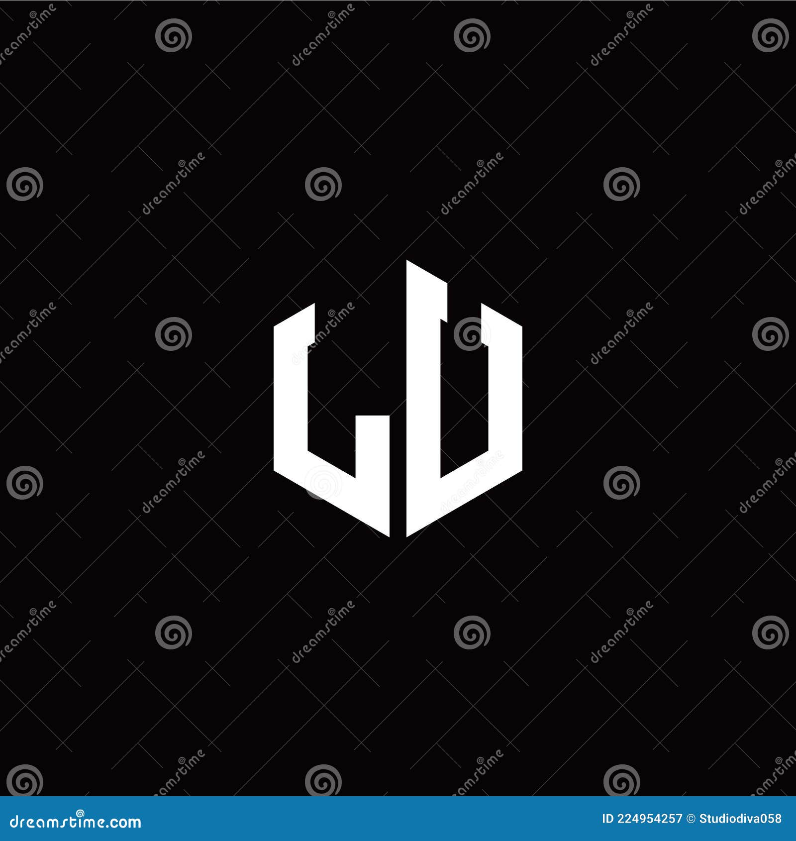 Initial L U Letter with Polygon Modern Style Logo Template Vector Stock ...