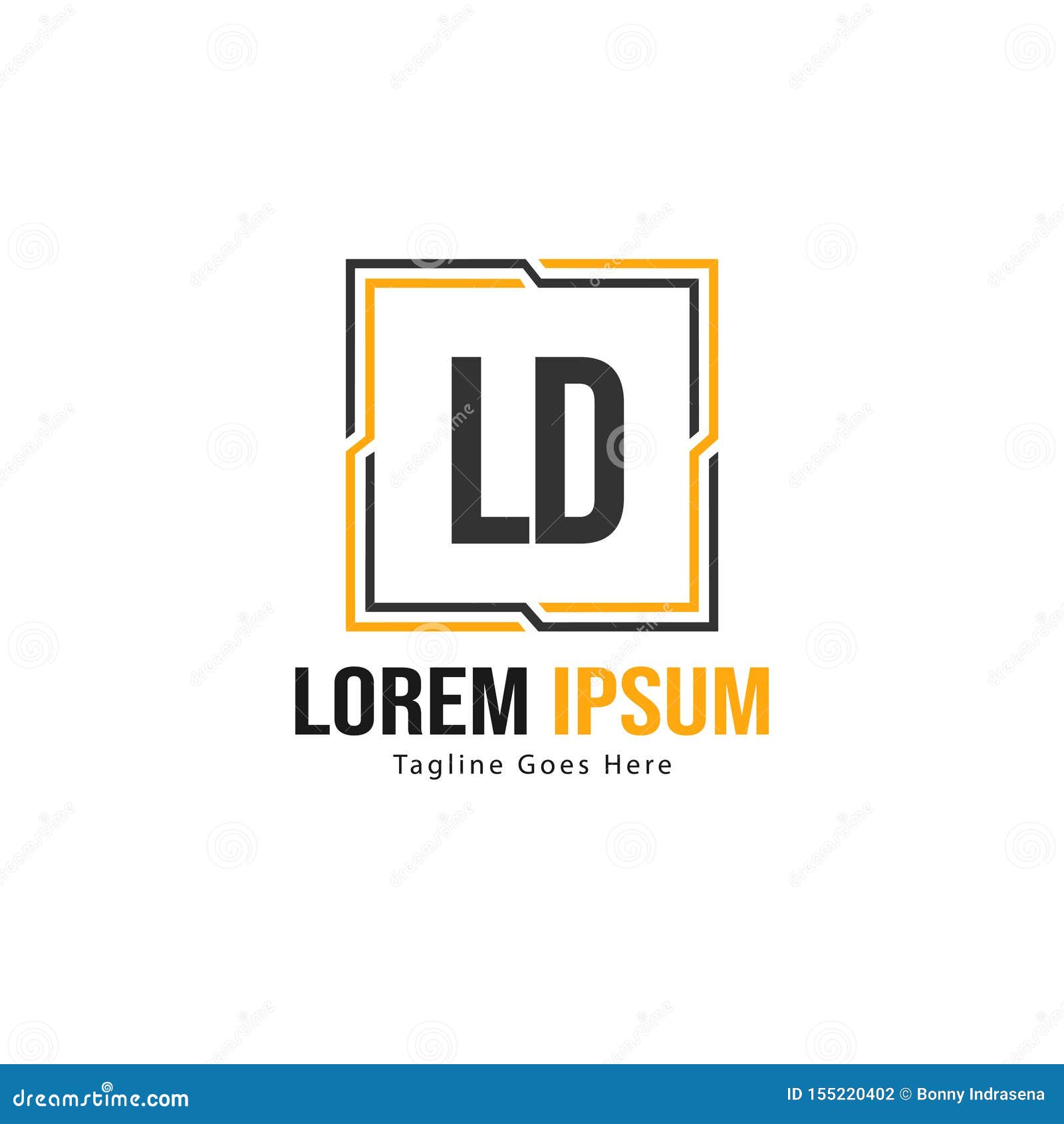 Initial LD Logo Template with Modern Frame. Minimalist LD Letter Logo ...