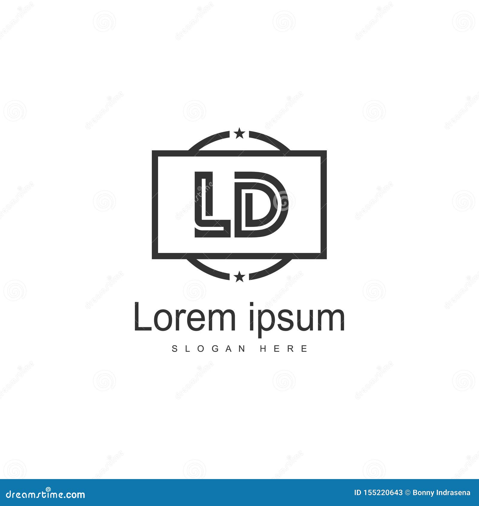 Initial LD Logo Template with Modern Frame. Minimalist LD Letter Logo ...