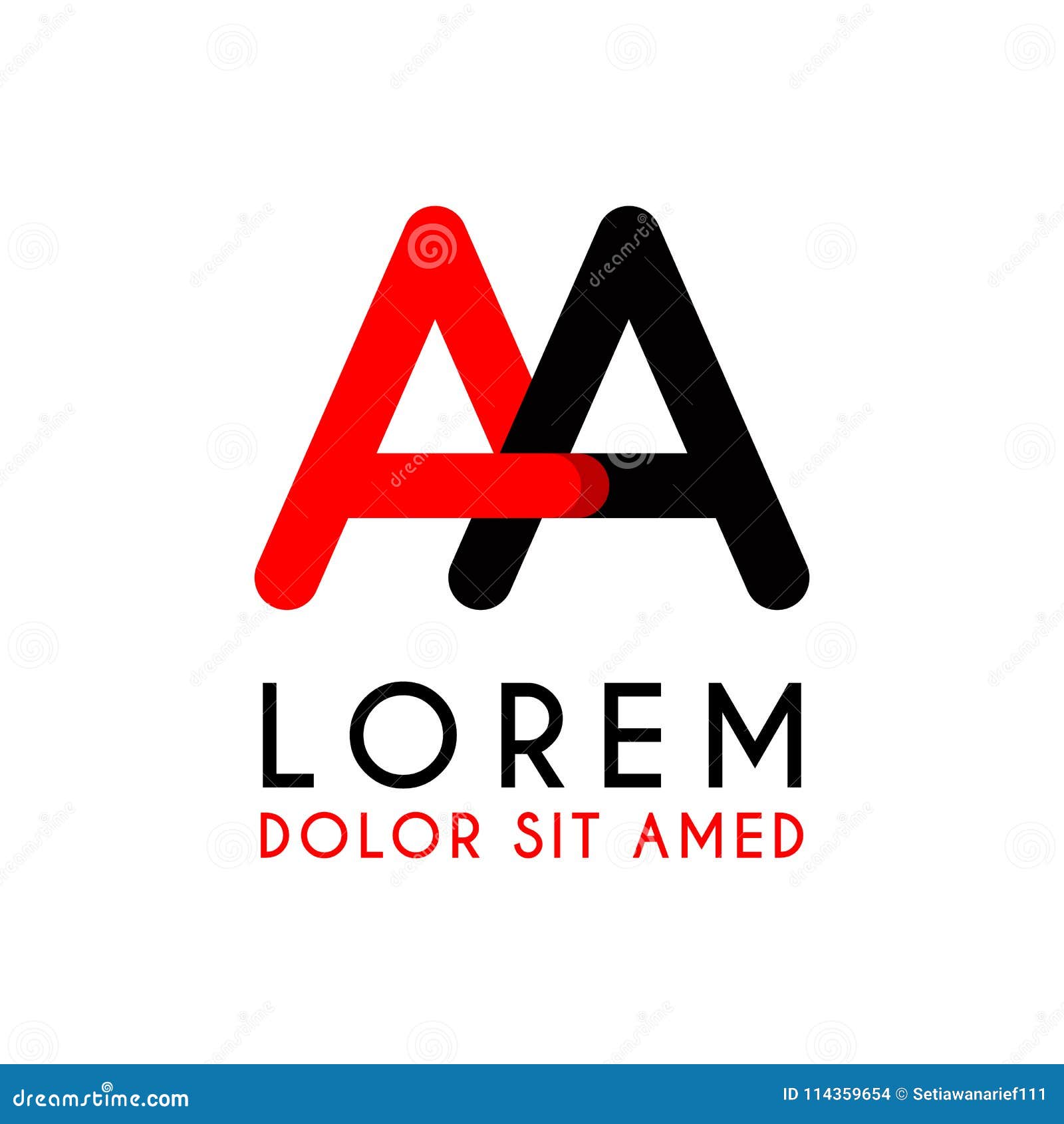 Initial Letter AA with Red Black and Has Rounded Corners Stock Vector ...