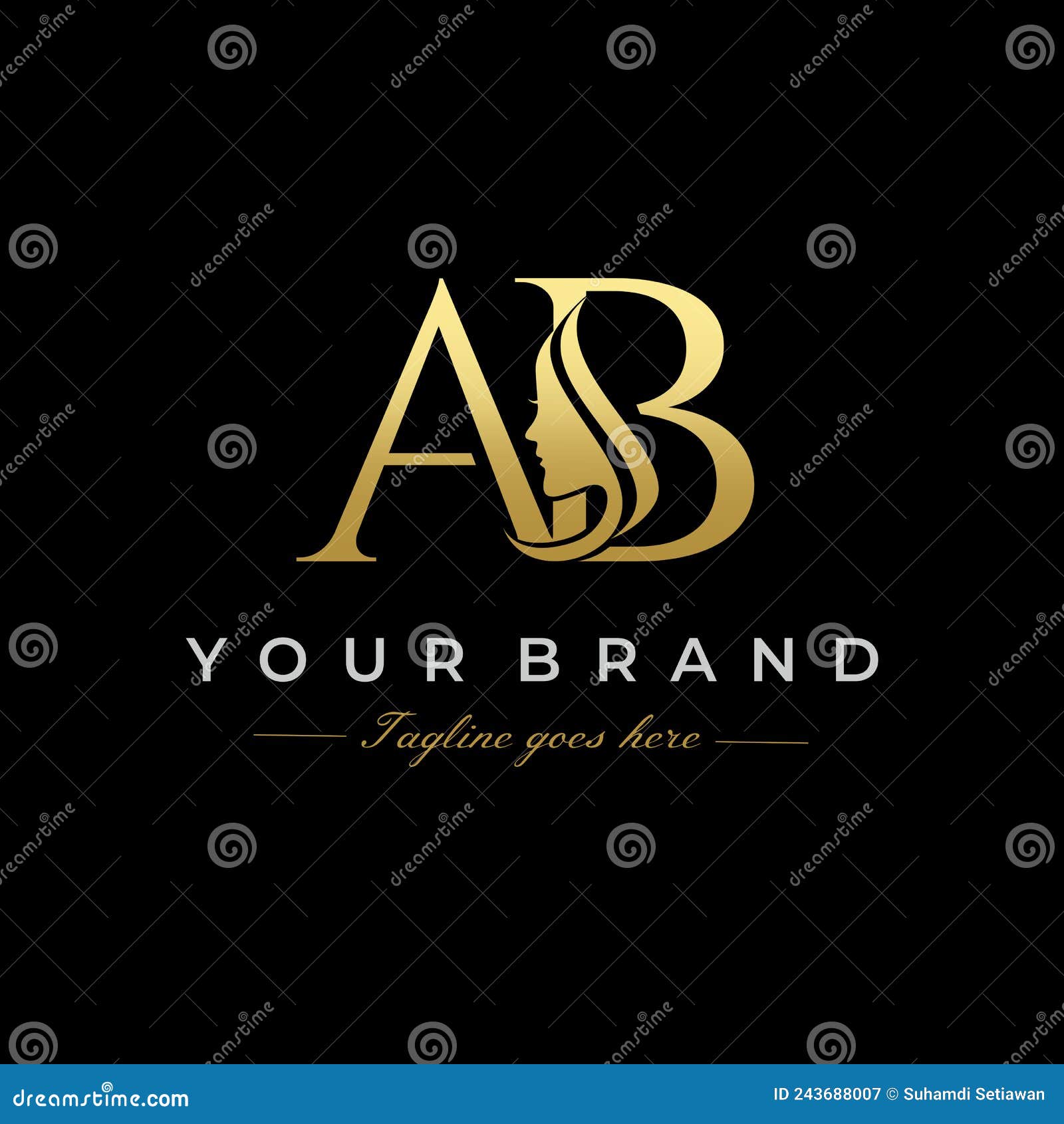 Initial Letter AB Beauty Face Logo Design Vector Stock Illustration ...