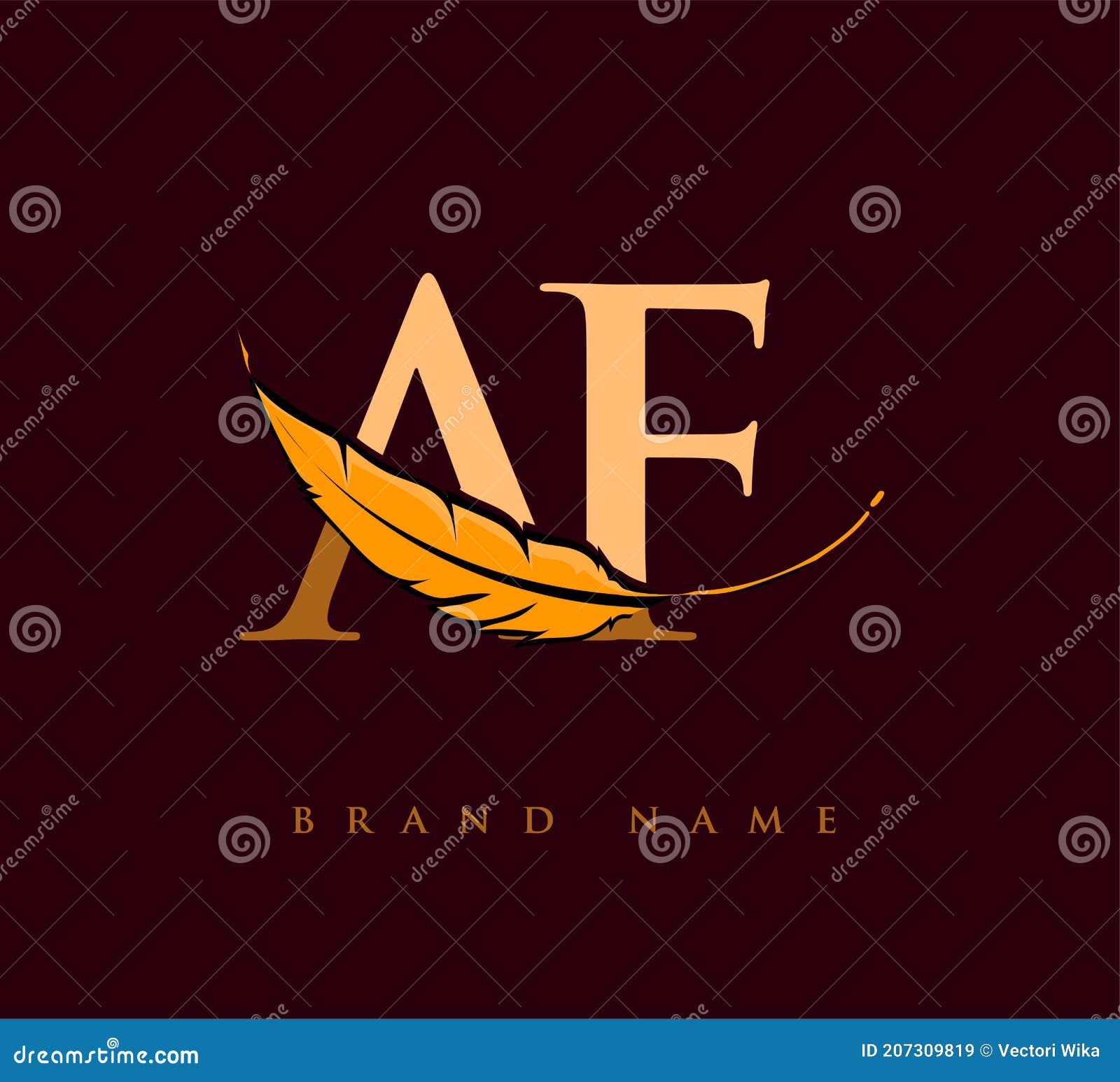 Initial Letter AF Logo with Feather Company Name, Simple and Clean ...