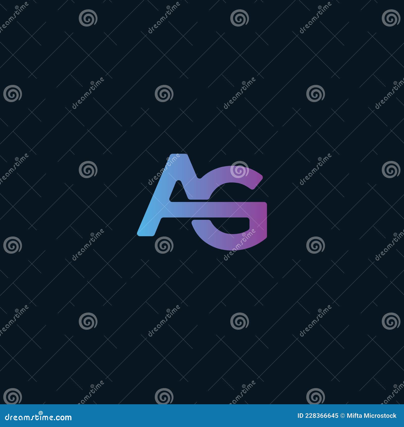 Initial Letter AG Logo Design Vector, Dark Background Stock Vector ...