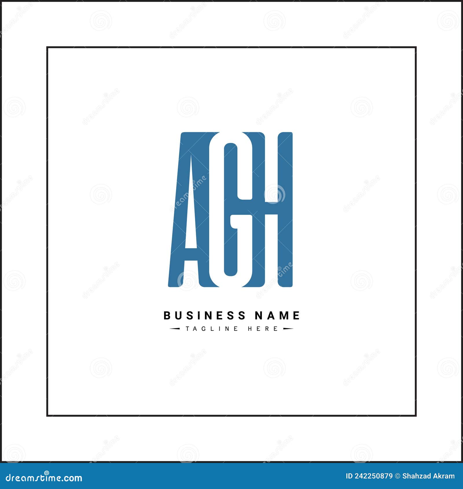Initial Letter AGH Logo - Simple Business Logo for Alphabet a, G and H ...