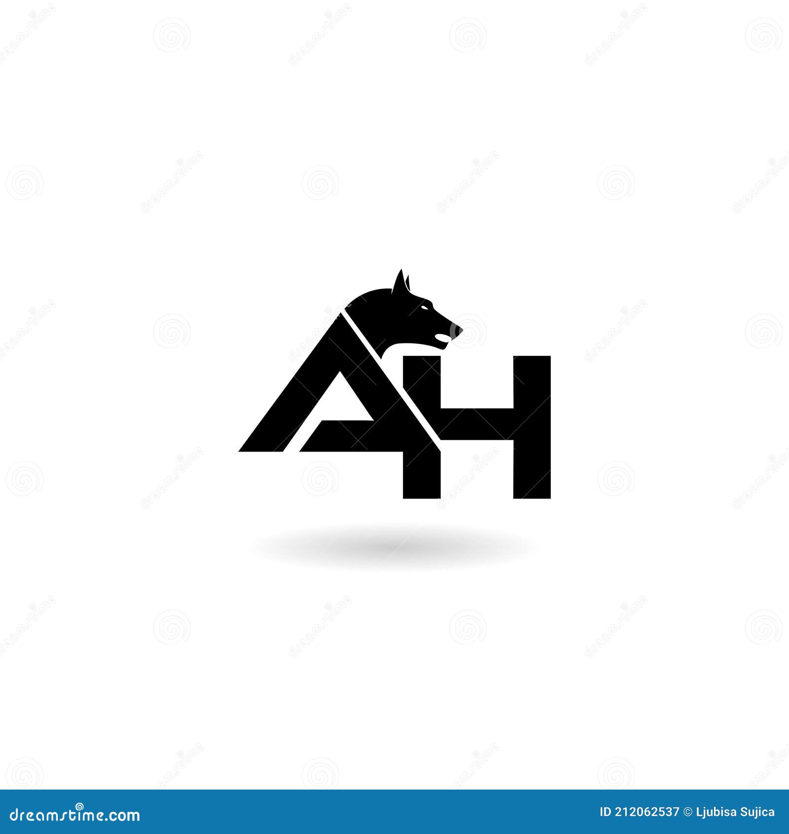 Initial Letter AH Logo with Shadow Stock Vector - Illustration of font ...