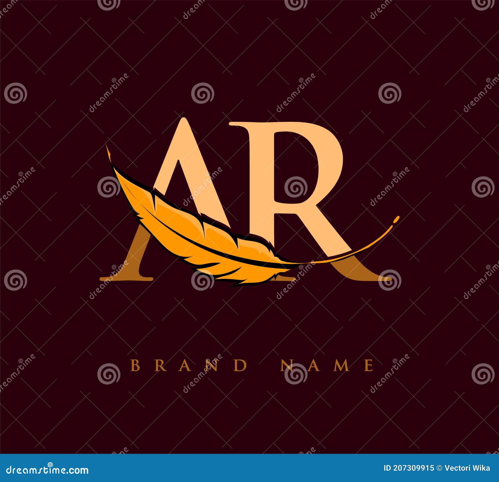 Initial Letter AR Logo with Feather Company Name, Simple and Clean ...