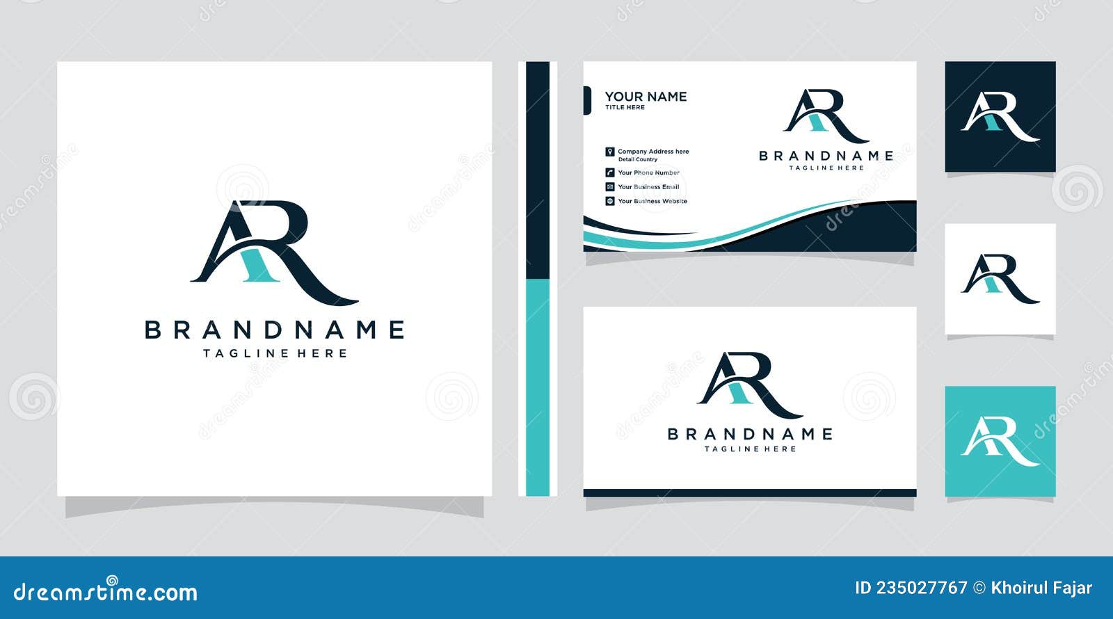 Initial Letter AR Typography Logo Design Vector with Business Card ...