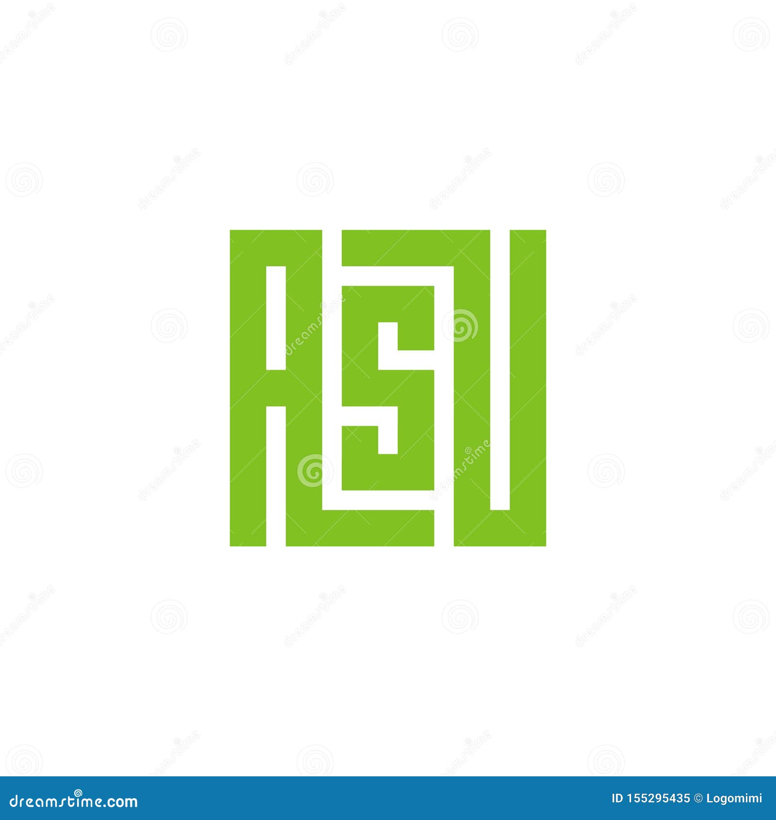 Initial Letter ASU Logo. Minimal Square Shape Icon Design - Vector ...