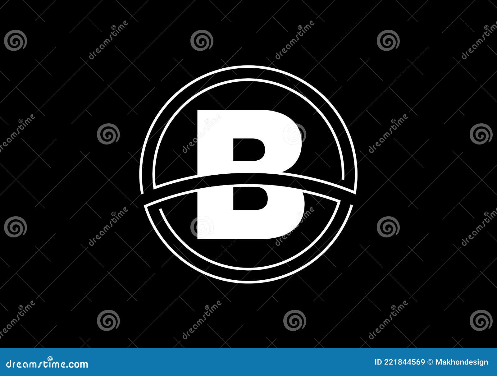 Initial Letter B with Circle Frame. Graphic Alphabet Symbol for ...