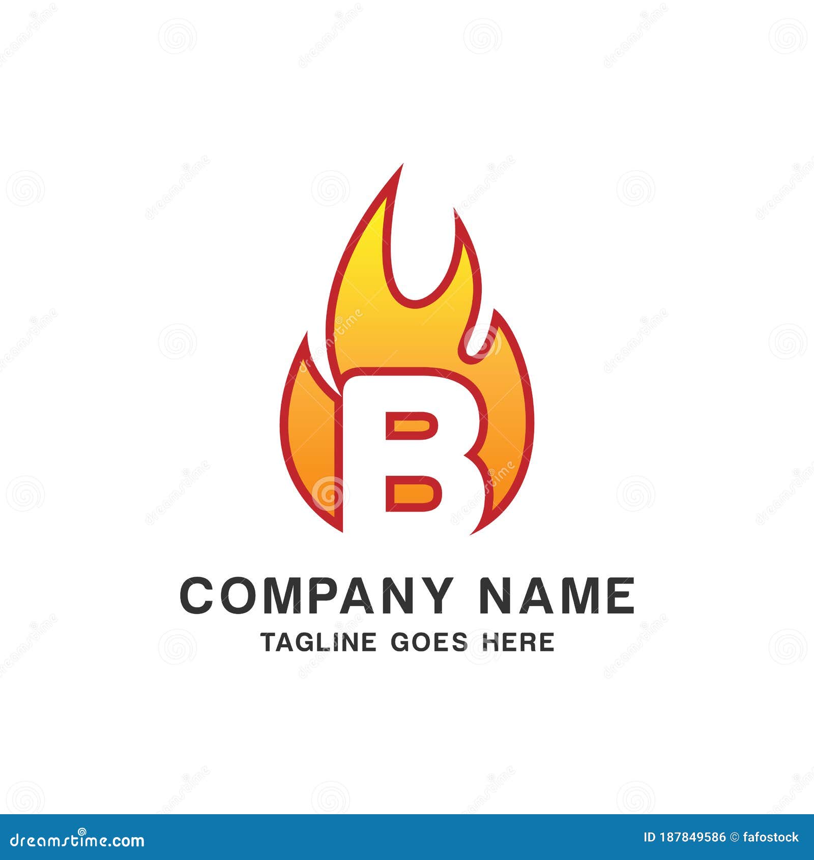 Initial Letter B with Flame Fire Logo Design Template Stock Vector ...