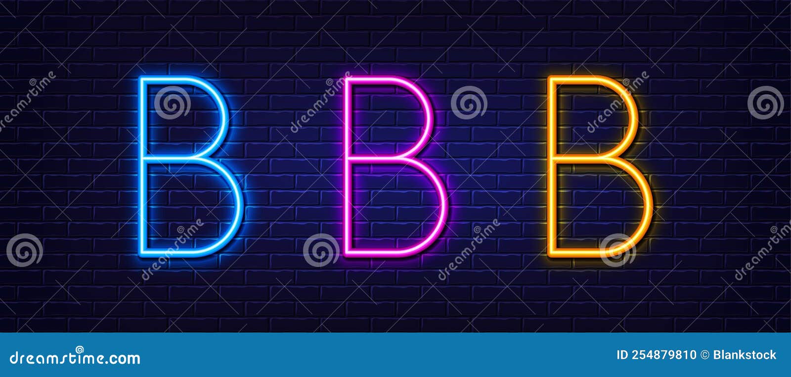Initial Letter B Icon. Line Typography Character Sign. Neon Light Line ...