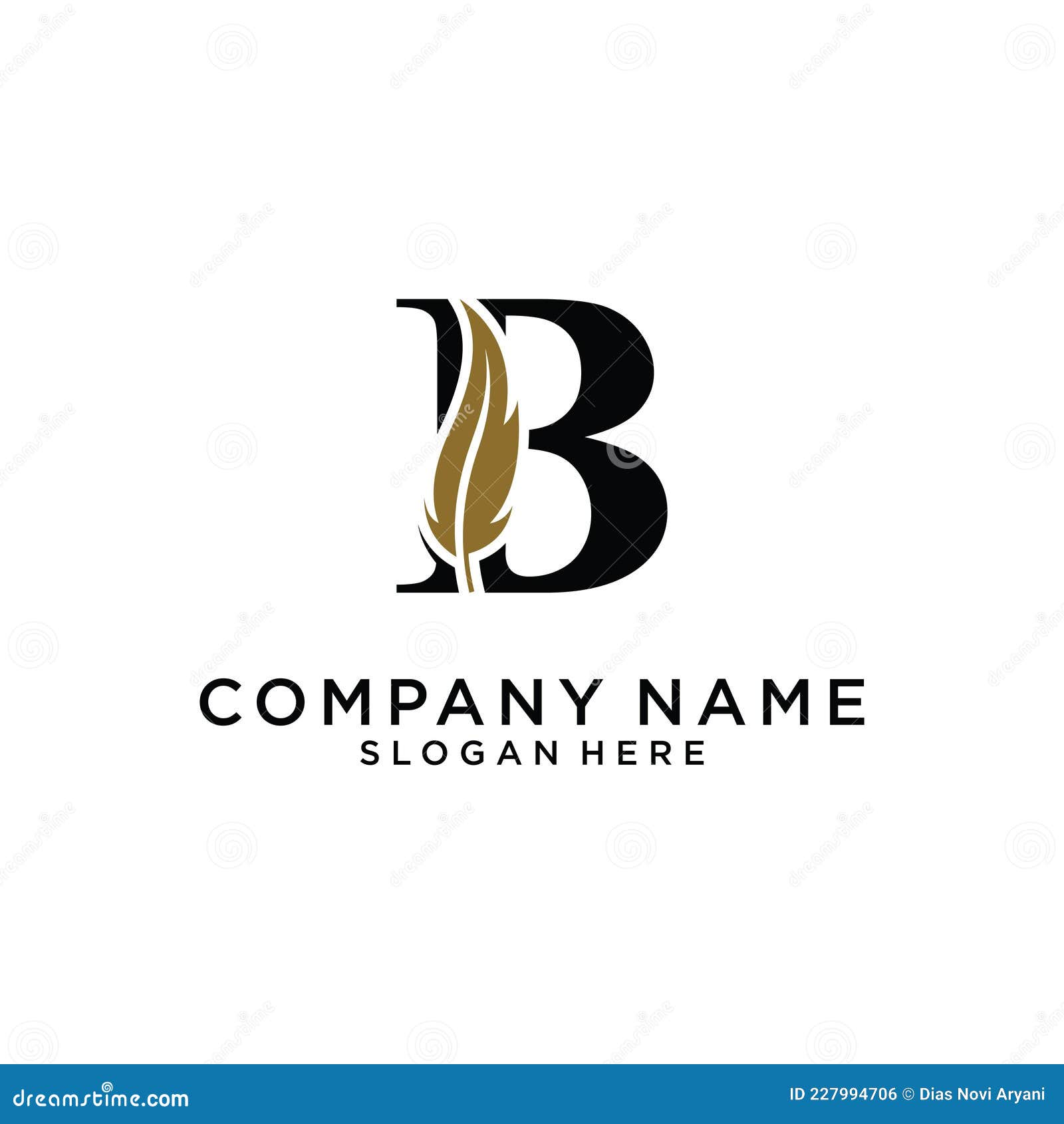 Initial Letter B Logo with Feather Concept Stock Vector - Illustration ...