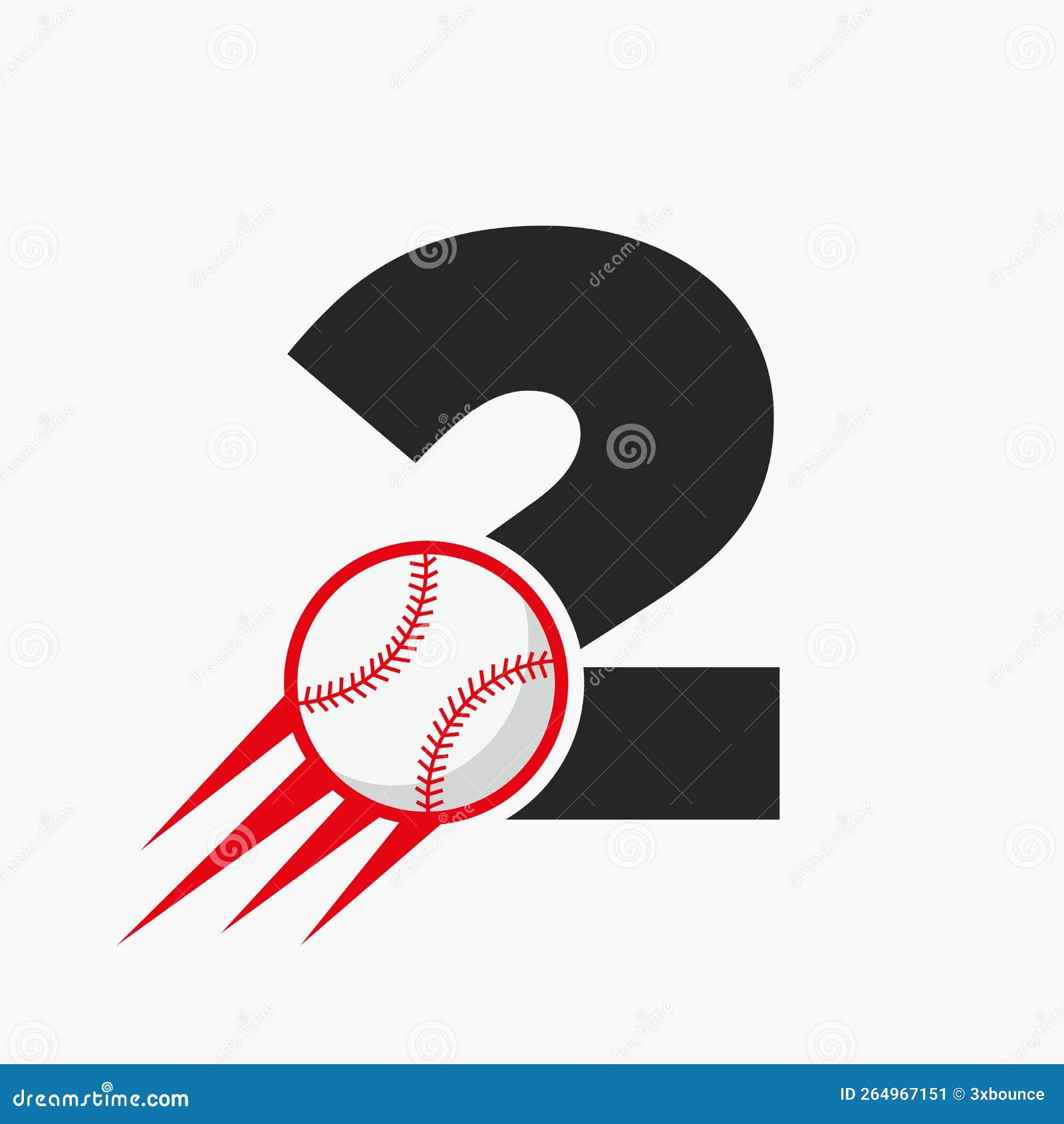 Initial Letter 2 Baseball Logo Concept with Moving Baseball Icon Vector ...