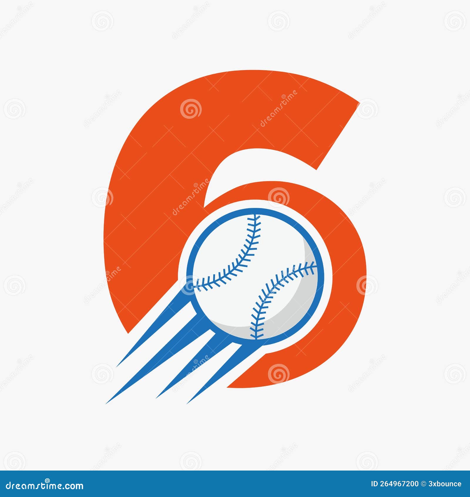 Initial Letter 6 Baseball Logo Concept with Moving Baseball Icon Vector ...
