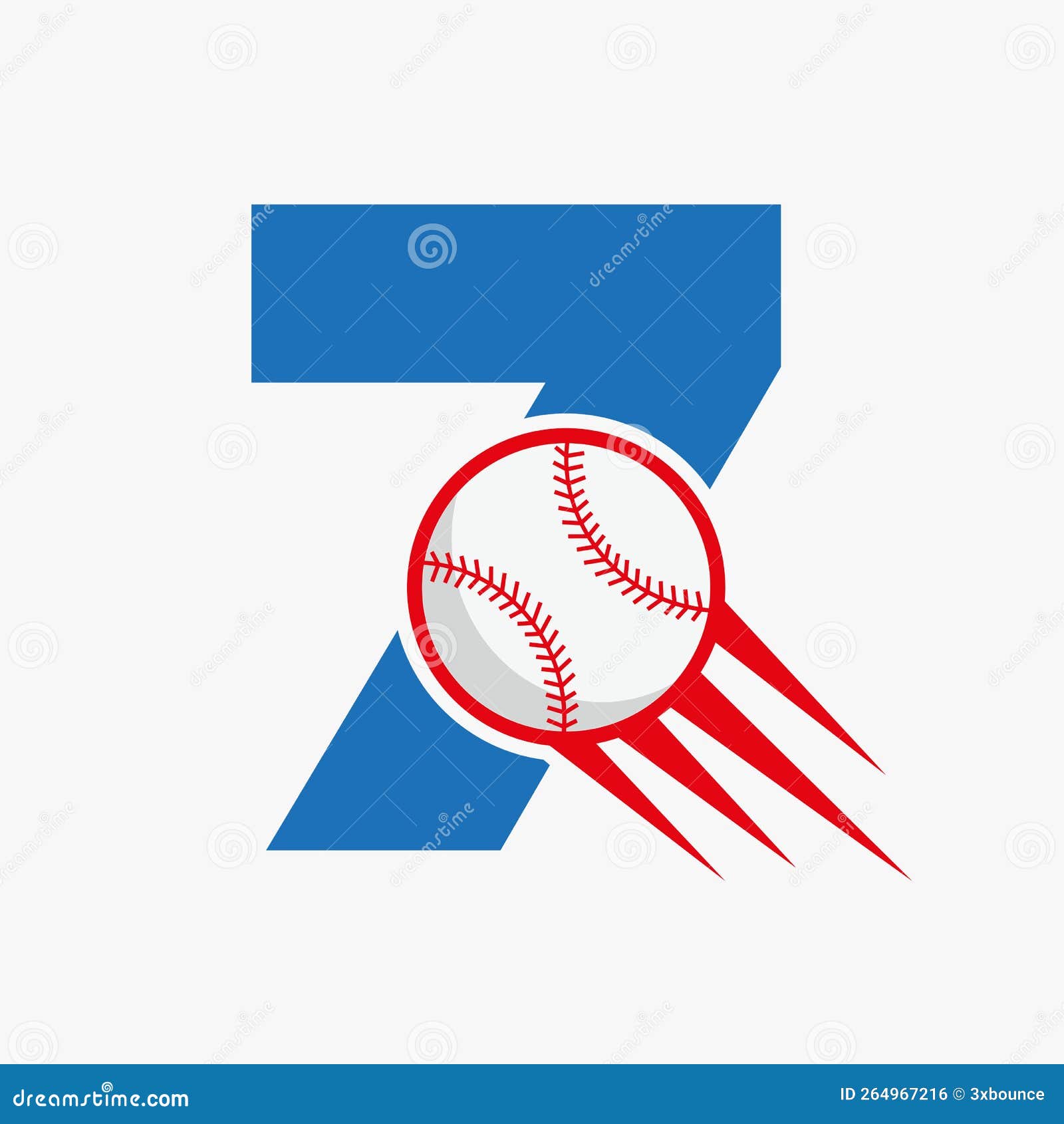 Initial Letter 7 Baseball Logo Concept with Moving Baseball Icon Vector ...