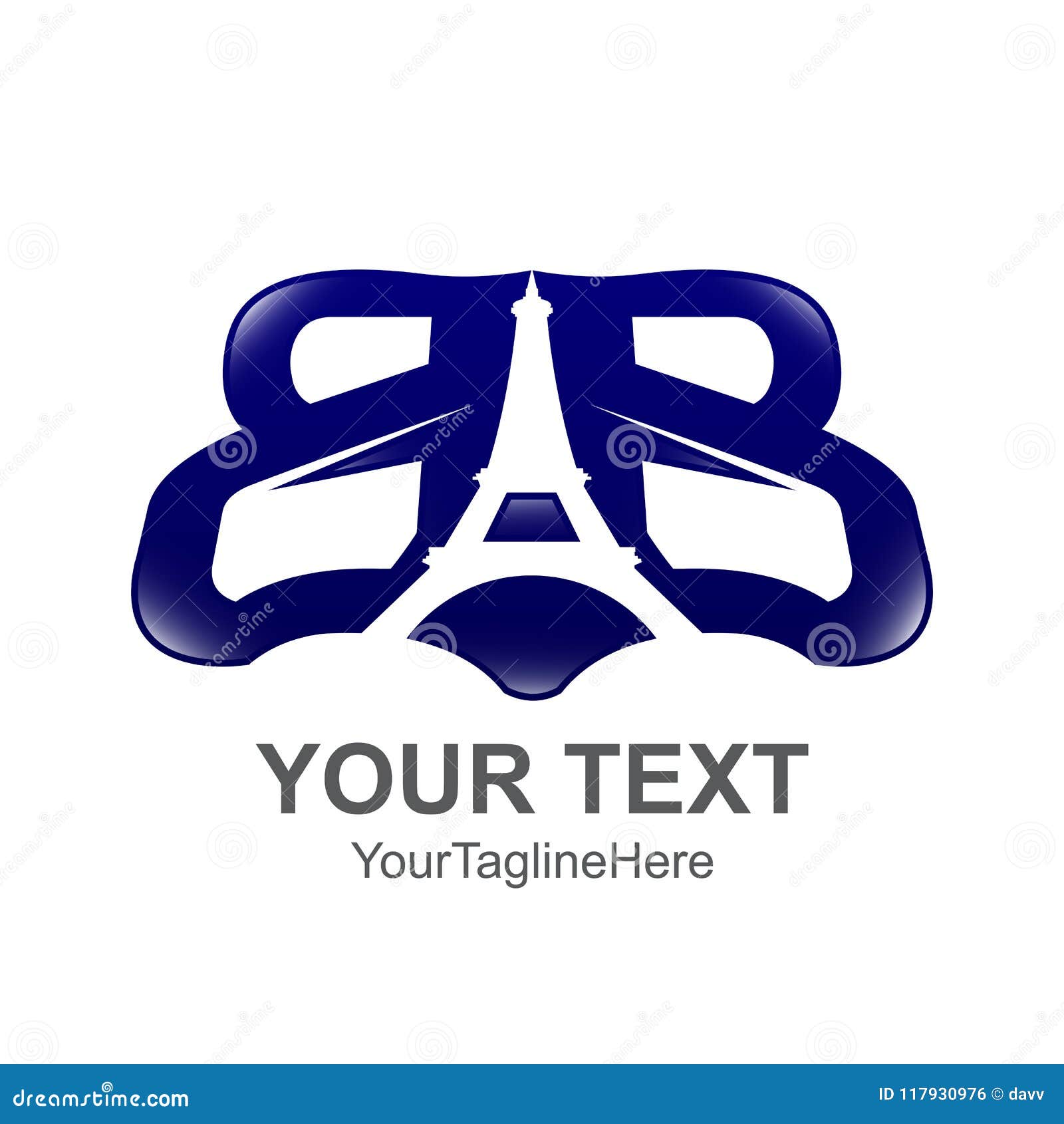 Initial Letter BB Logo Template Colored Blue with Eiffel Tower D Stock ...