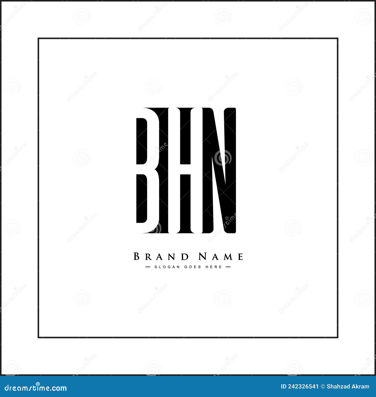 Initial Letter BHN Logo - Simple Monogram Logo for Initials B, H and N ...