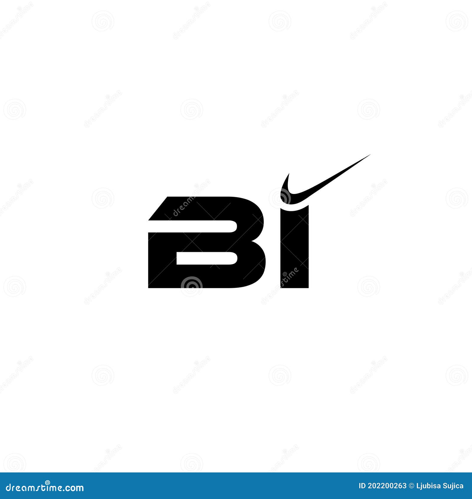 Initial Letter BI Logo Isolated on White Background Stock Vector ...