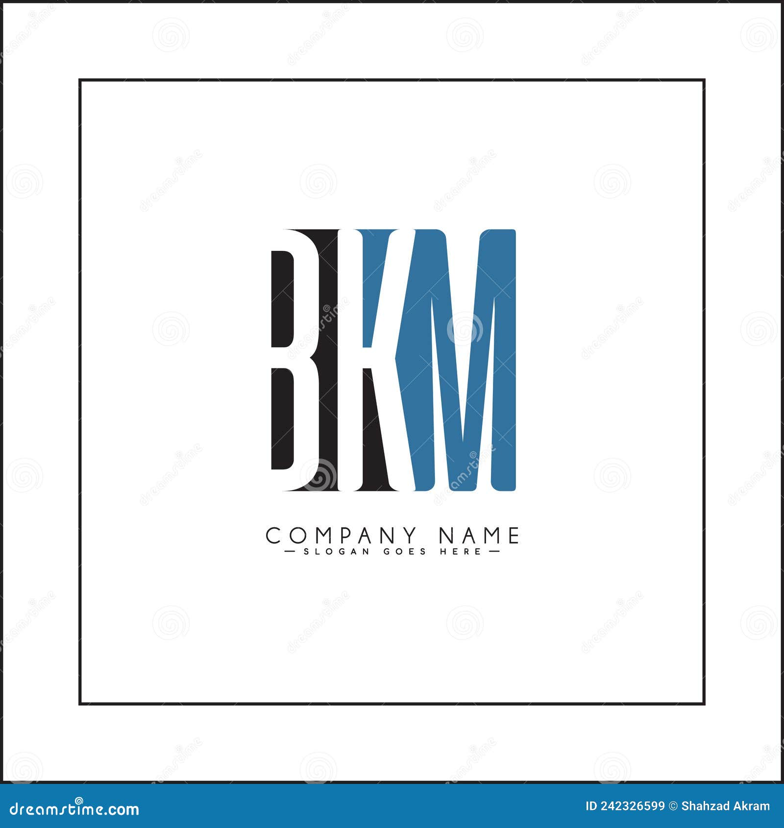 Initial Letter BKM Logo - Simple Monogram Logo for Initials B, K and M ...