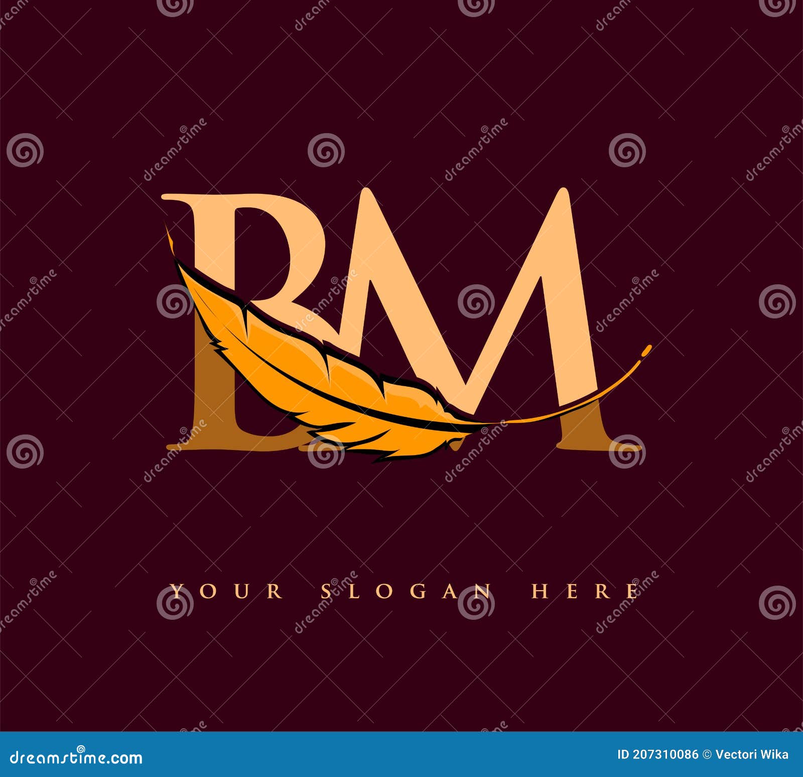 Initial Letter BM Logo with Feather Company Name, Simple and Clean ...
